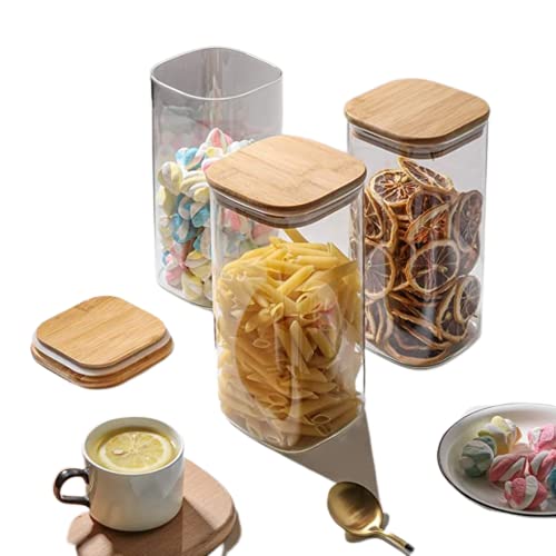 G2J BROTHERS® Glass Jars with Wood Lids |Storage Containers for Kitchen ...