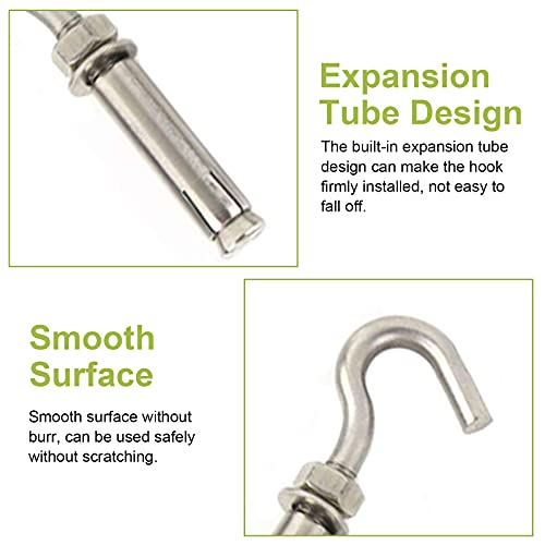UFURMATE Expansion Hooks, 10Pcs M6 Expansion Screw Bolts Open Cup Hook ...