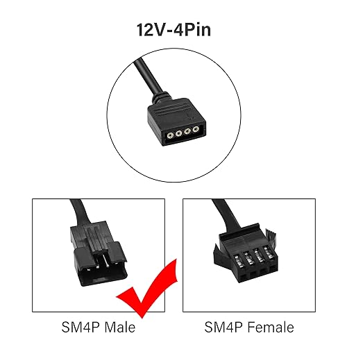 GINTOOYUN 4 Pin RGB Extension Cable 12V 4 PIN to SM 4 Pin Male ARGB ...