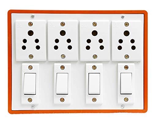 Buy 4+4 Plastic Brown Extension Board Multi Outlet Electrical Switch ...