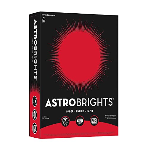 Astrobrights Color Paper, 8.5” x 11”, 24 lb/89 gsm, Re-Entry Red, 500 ...