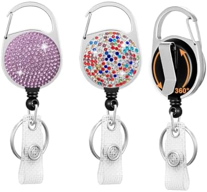 Amazon.com : HASFINE 2 Pack Retractable Badge Reel with 360°Rotating ...