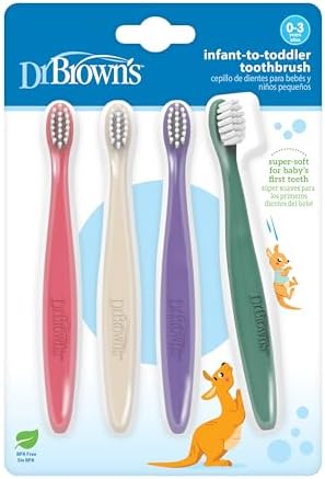 Amazon.com: Dr. Brown's Infant-to-Toddler Toothbrush Set, Soft & Gentle ...