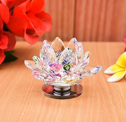 Buy DHARMIK Art Fengshui Multicolor Set of 1 Small Crystal Lotus with ...