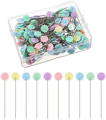 200 PCS Straight Pins Sewing with Colored Flower Heads Quilting Pins ...