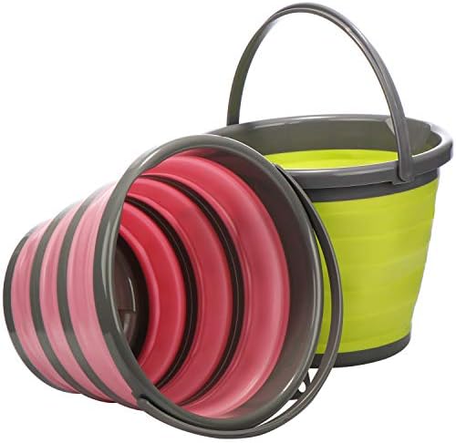 com-four® 2X Falteimer aus Silikon, 10 Liter als praktischer Faltbarer Eimer Camping, Reise Aber ...