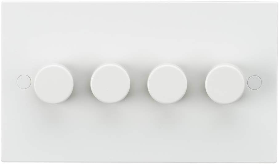 Knightsbridge White Square edge Plastic 4G 40-400W Dimmer Switch ...