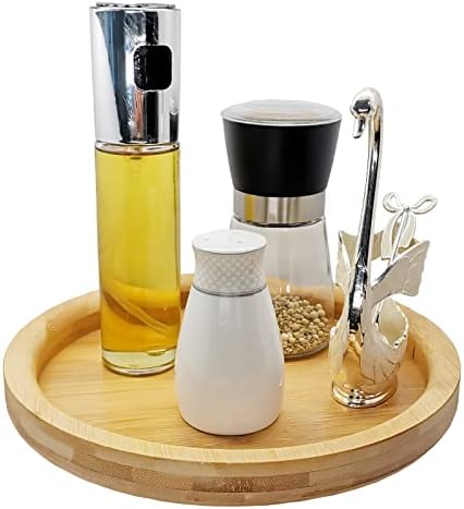 Amazon.com: 12 Inch Bamboo Wooden Lazy Susan Turntable, Spinning Tray ...