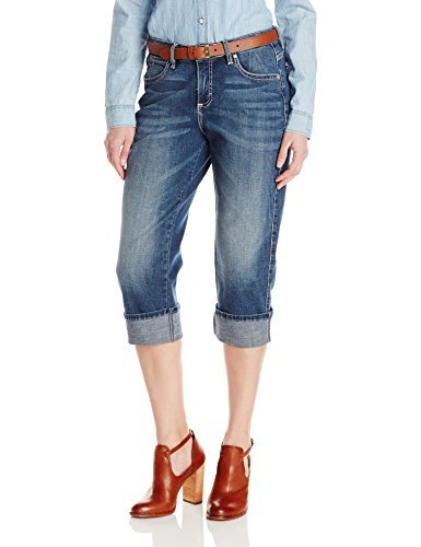 Buy Wrangler Women's Aura Instantly Slimming Cuffed Capri, Medium Blue ...
