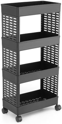 Amazon Brand - Solimo Plastic 4 Layer Slim Freestanding Storage Kitchen ...