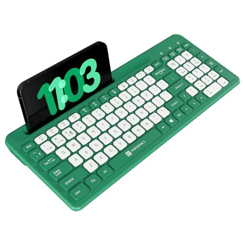 Portronics Bubble Square Wireless Keyboard with Bluetooth + 2.4 GHz USB ...