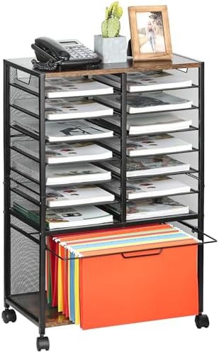 Amazon.com : Simple Trending 14 Tier Rolling File Cart, Desk File ...