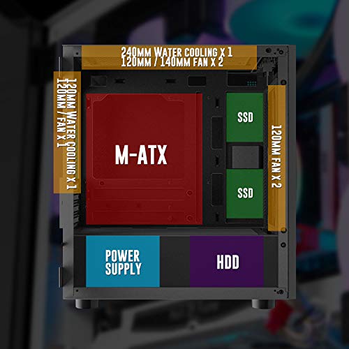 darkFlash Micro ATX Mini ITX Tower MicroATX Computer Case with Magnetic ...