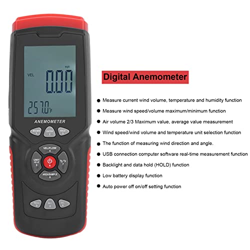 Jenngaoo Anemometer Digital Handheld LCD Backlight Wind Speeds Meter ...