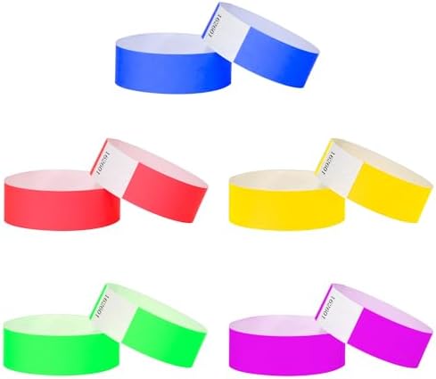 L Liked 100 Pcs 2.5x25.6 cm Wrist Bands, 10 Colors Paper Wristbands for ...