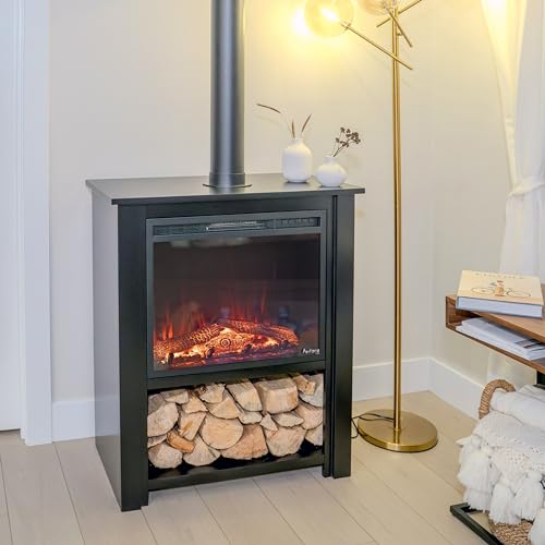 Innsbruck Electric LED Fireplace Stove - Décor Chimney Flue and Wood ...