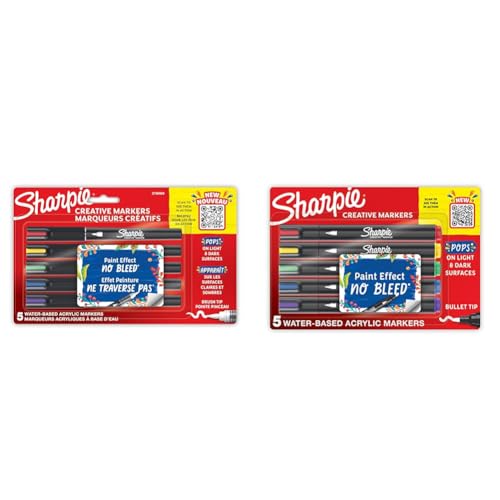 SHARPIE Creative Markers Water-Based Acrylic Marker Set, Brush & Bullet ...