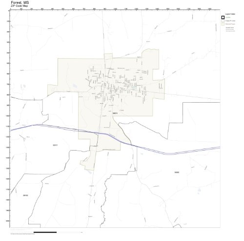 ZIP Code Wall Map of Forest, MS ZIP Code Map Laminated: Amazon.com ...