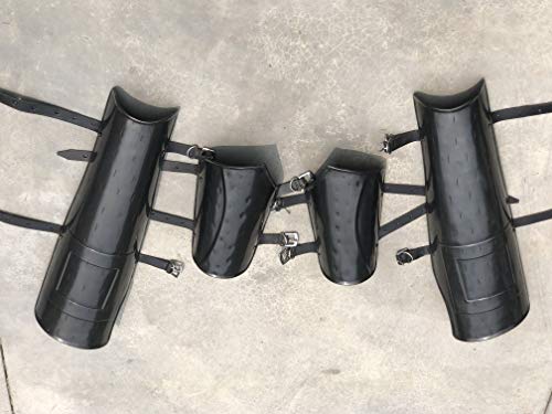 Medieval Steel Arm Guards and Leg Guards Set Vambraces Leg Greaves ...