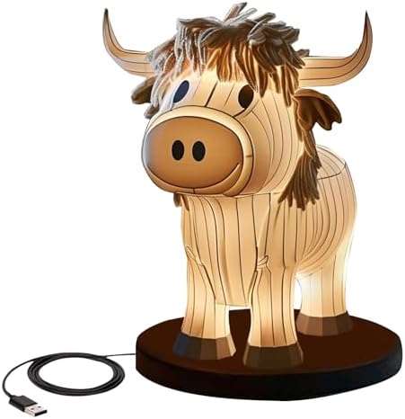 Lyxyreo Cow Lamp Stained Glass Cow Lamps for Living Room Cow Light ...