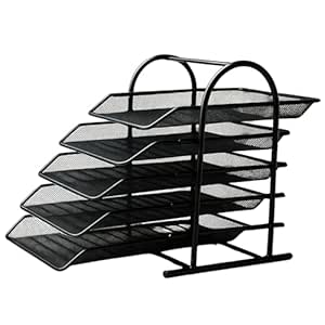 GoodWill Tech™ Desk File Tray, 5 Tier File Organizer - Black Metal Mesh ...