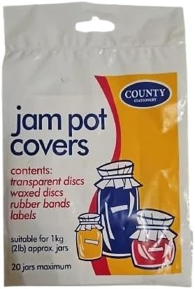 Pack of 20 Jam Pot Covers with Labels & Wax Circles – Fits 2lb Jam Jars ...