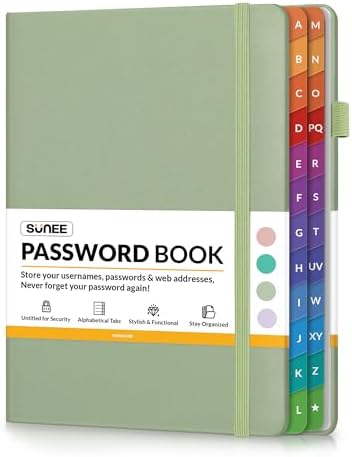 Amazon.com : SUNEE Password Book with Colorful Alphabetical Tabs ...