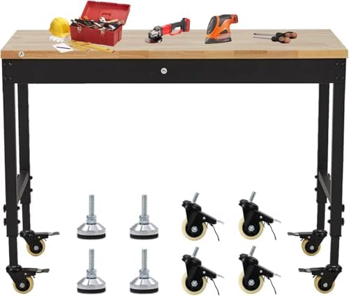 Adjustable Height Garage Workbench 48" X 24" - Heavy Duty 2000 lbs ...