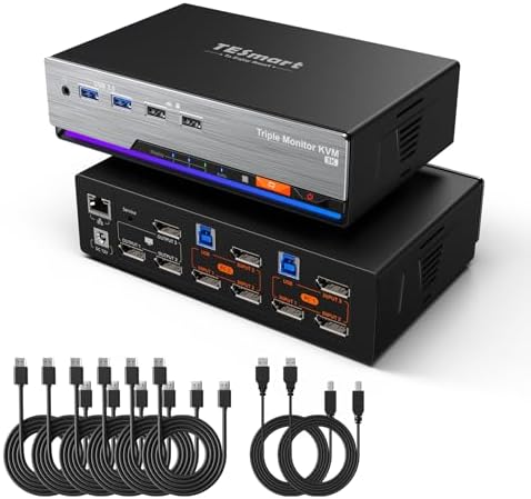 Amazon.com: CKL Triple Monitor HDMI KVM Switch 2 Port with Audio and USB 2.0 HUB, PC Monitor ...