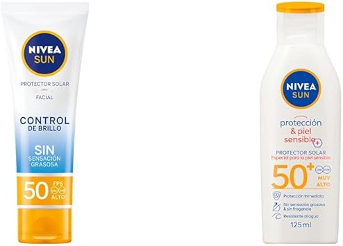NIVEA SUN Protector Solar Facial Control De Brillo (50 ml), con Efecto ...
