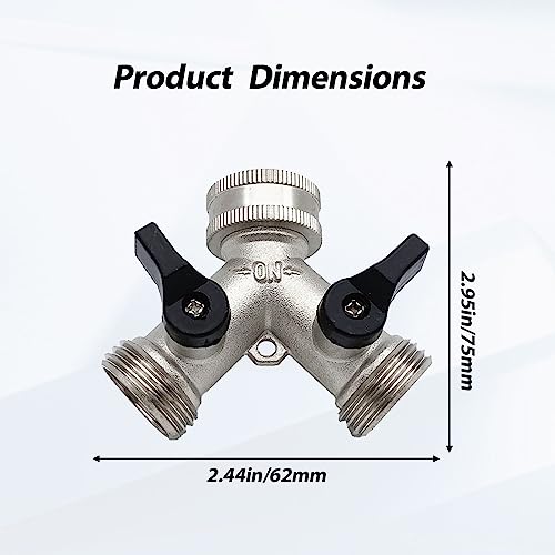 Zueyen 2 Way Y Splitter, 3/4 Inch Nickel Plated Brass Taps, with 2 Hose ...