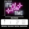 It's Glow Time Neon Sign Party Decorations Pink White Letter Neon Light ...