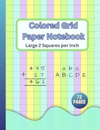 Colored Grid Paper Notebook: Large 2 Squares per Inch for Kids and ...