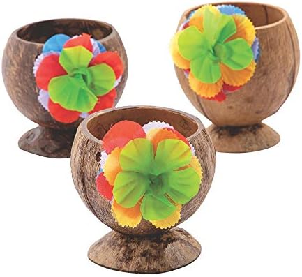 Amazon.com: Podzly - 12 Piece Tropical Luau Theme Coconut Cups - 12 Oz ...