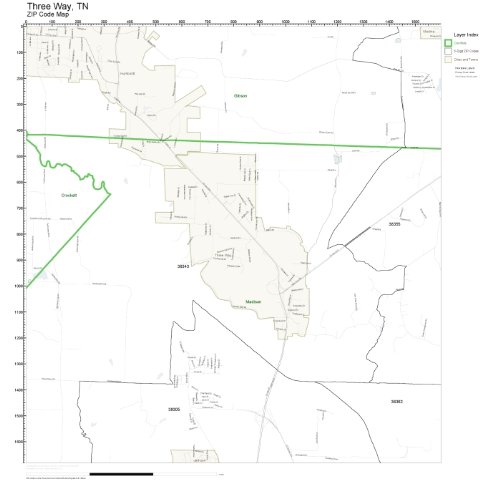 Amazon.com : ZIP Code Wall Map of Three Way, TN ZIP Code Map Not ...