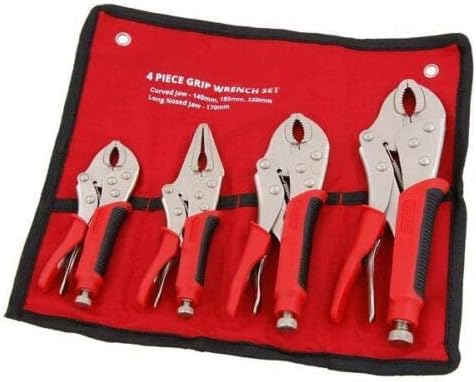 4 Piece Grip Wrench Set Locking Mole Vice Plier Long Nose Adjustable ...