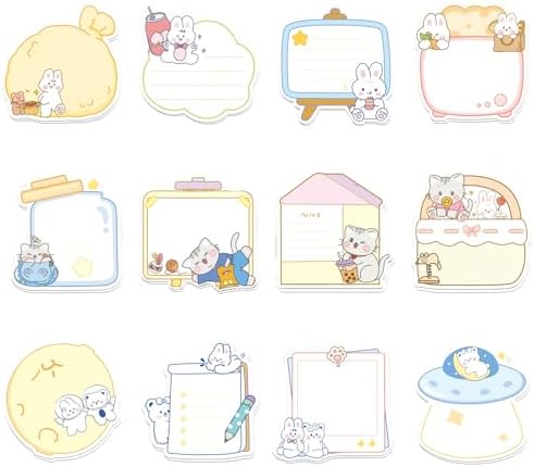 144 Sheets Cute Sticky Notes, Mini Cartoon Sticky Note with 12 ...