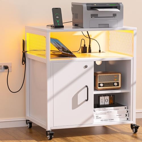 Amazon.com: LOWOSA LED Light Rolling Filing Cabinet with Lock, File ...