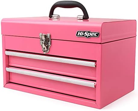 Hi-Spec Pink Steel Metal Chest & Drawers Tool Box Carry Case: Ladies ...