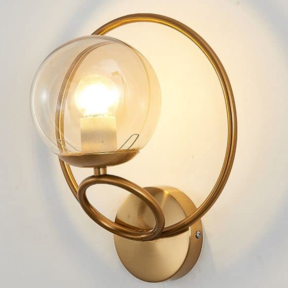 LIGHTZILLIA Modern Golden Wall Lamp with White Glass Mid-Century Style ...