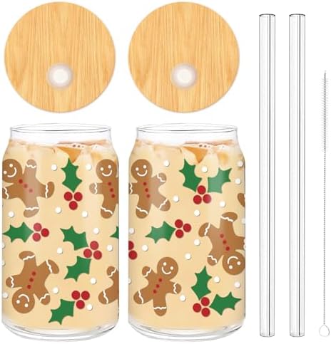 Amazon.com: AnyDesign 2 Pack Christmas Drinking Glasses 16oz ...