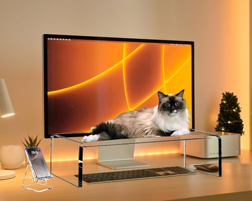 Amazon.com: ZEAYIFA Clear Acrylic Monitor Stand,Keyboard Cover ...