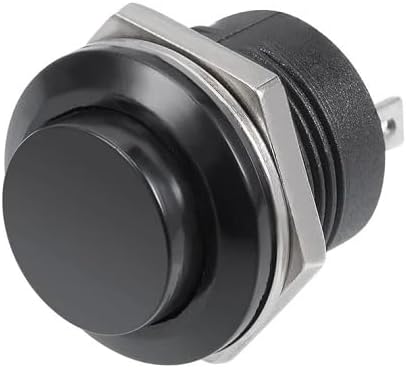 SHOKITECH Black R13-507 16MM 2PIN Momentary Self-Reset Round Cap Push ...