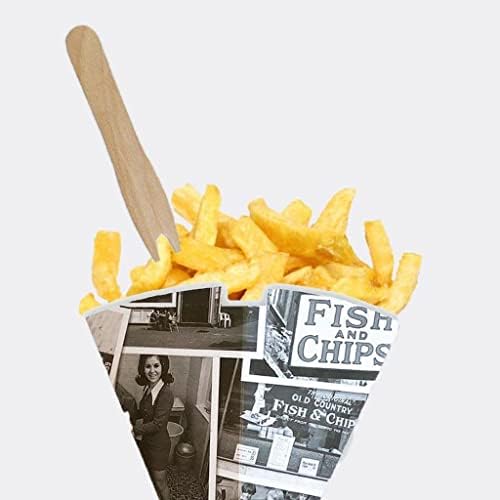 LGT 50 x Newspaper Design Chip Cones/Holders. Recyclable. Disposable ...