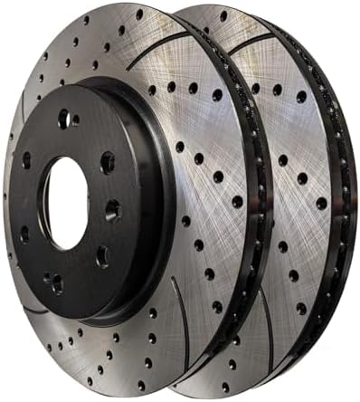 AutoShack Black Hat Drilled and Slotted Brake Rotors Front Brake Rotor ...