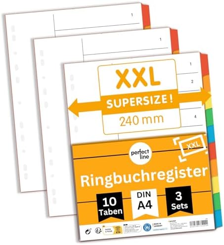perfect line XXL File dividers A4, Folder dividers for Lever Arch Files ...