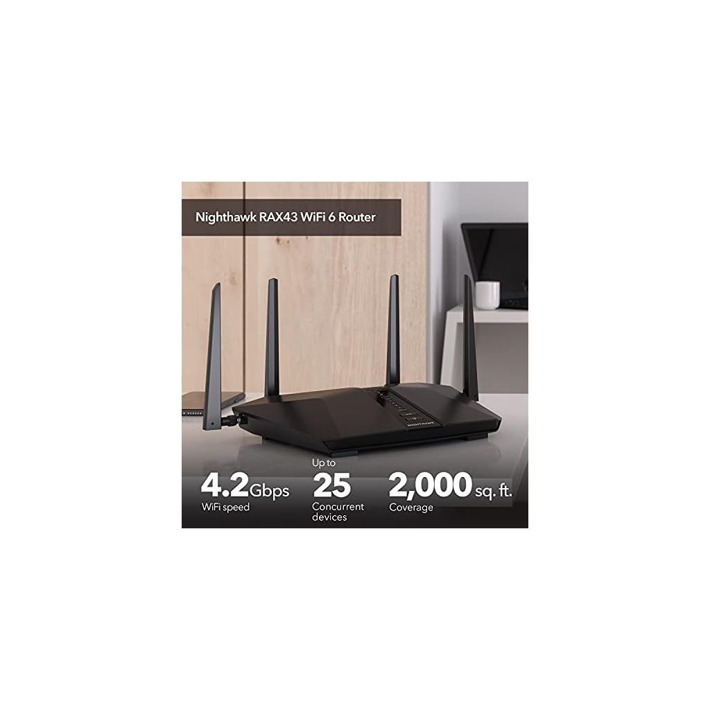 NETGEAR Nighthawk WiFi 6 Router (RAX43) 5-Stream Dual-Band Gigabit ...