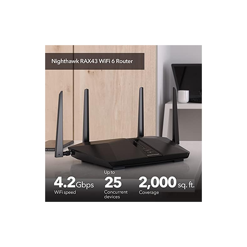 NETGEAR Nighthawk WiFi 6 Router (RAX43) 5-Stream Dual-Band Gigabit ...