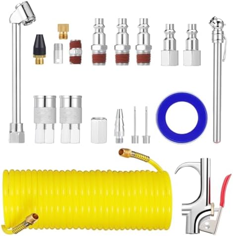 Fippy 20PCS Air Compressor Accessory Kit with Hose, Air Compressor Tool ...
