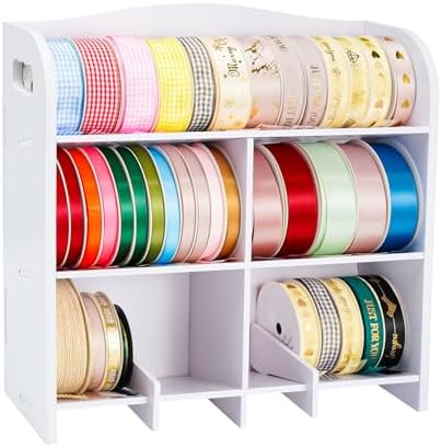 Amazon.com: POIUNA Ribbon Organizer Storage, Wooden Wall-Mounted ...